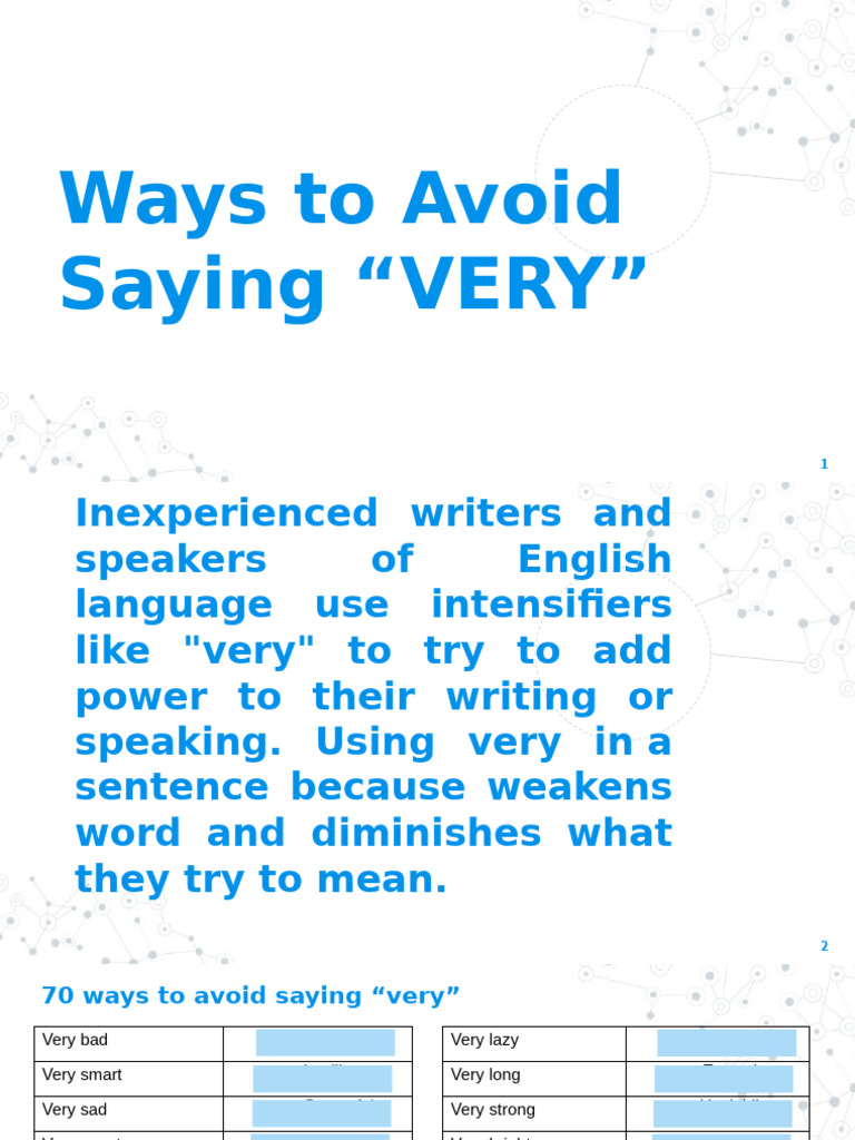 Ways To Avoid Saying Very | PDF | Cooking, Food & Wine
