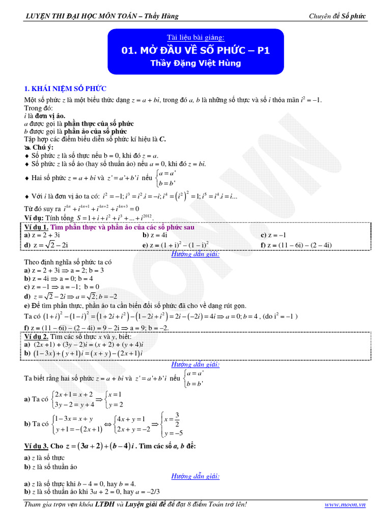 Cac Dang Bai Tap Co Ban Ve So Phuc Dang Viet Hung | PDF
