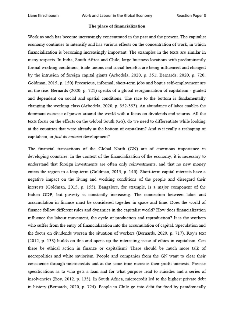 Financialization's Global Impact | PDF | Capitalism | Labour Economics