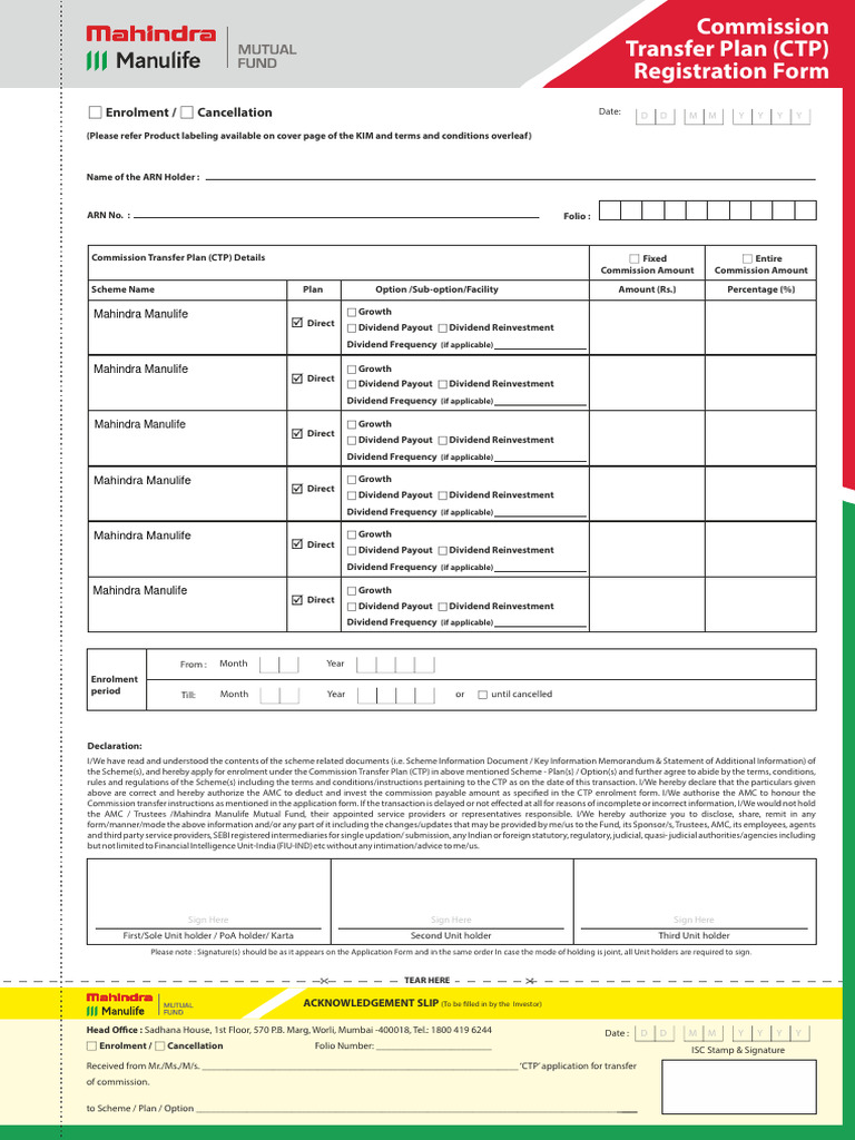 CTP Registration Form for Commission Transfer | PDF | Dividend | Banks