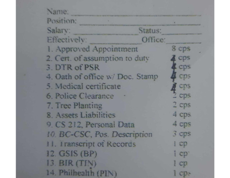 OJT List Requiemrnts | PDF