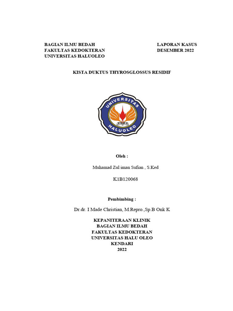 Kista Duktus Thyroglossus Residif pada Anak | PDF