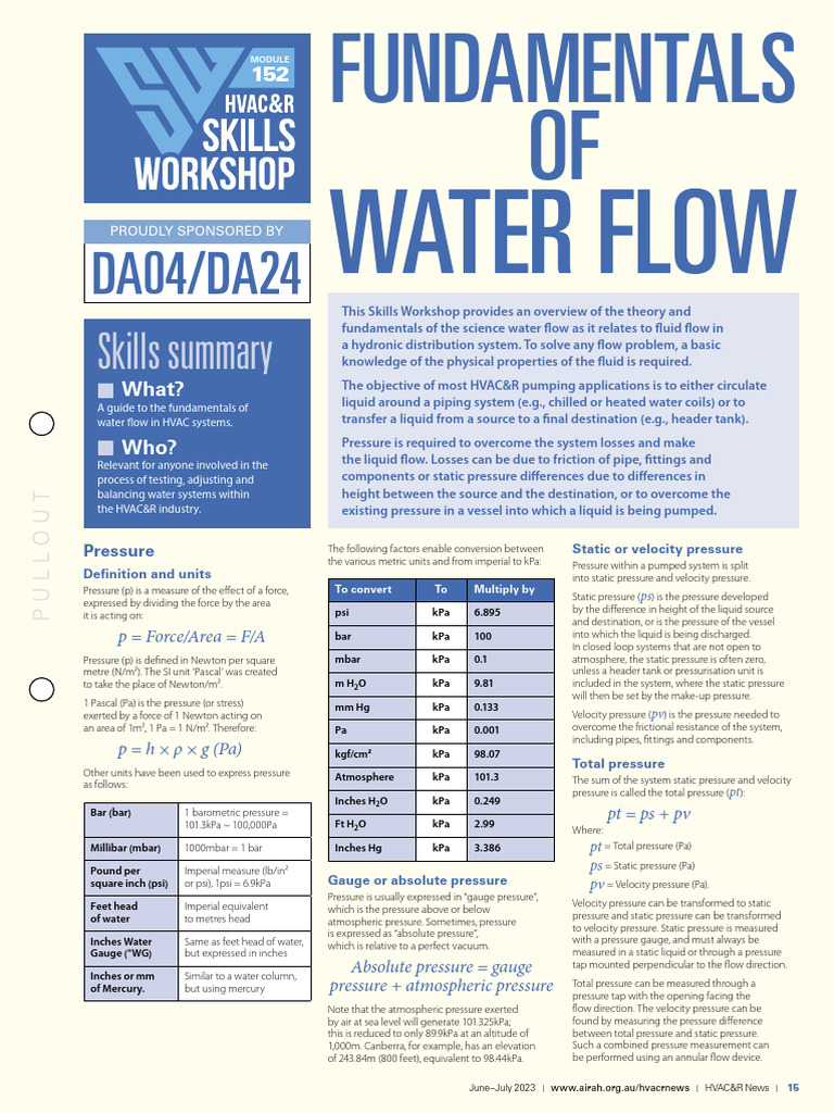 Fundamentals of Water Flow | PDF | Pressure | Pump