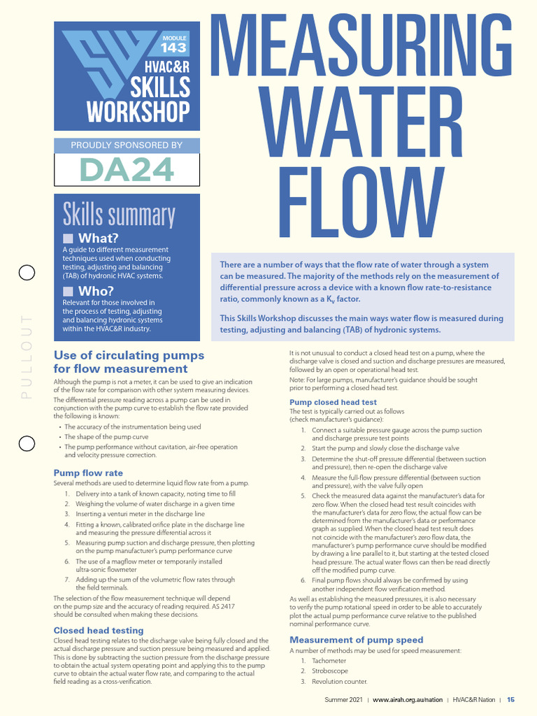 MEASURING WATER FLOW | PDF | Flow Measurement | Pump