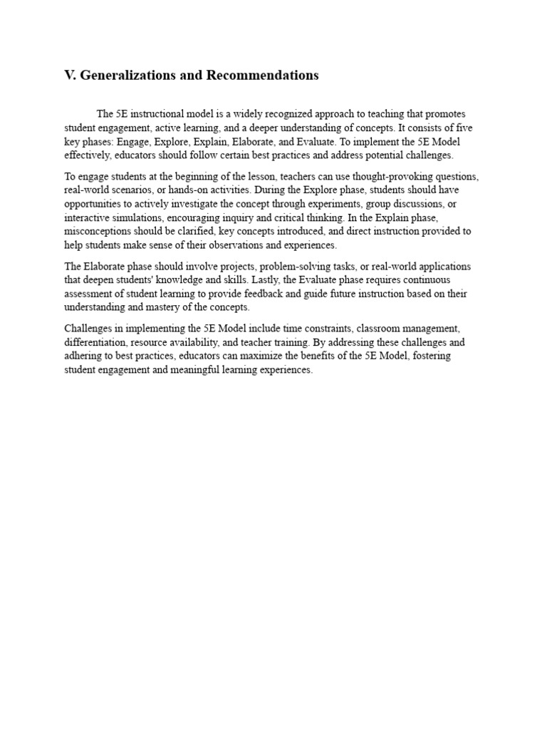 Generalizations and Recommendations | PDF