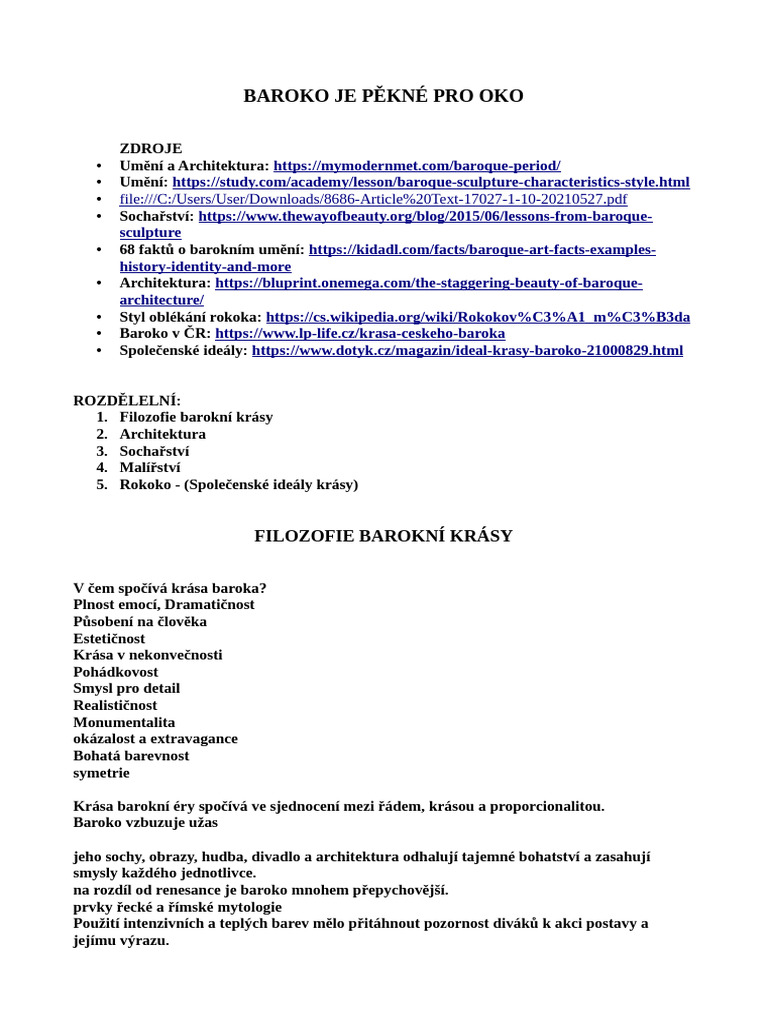 Baroko Je Hezké Pro Oko | PDF