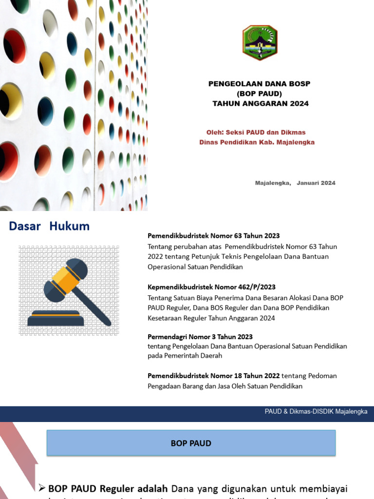 Pengelolaan BOP PAUD 2024 Majalengka | PDF