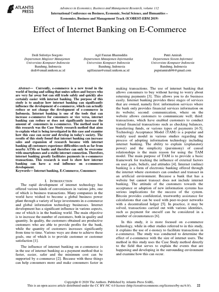 Effect of Internet Banking On E-Commerce: Dedi Sulistiyo Soegoto Agil Fauzan Ilhamuddin Putri ...