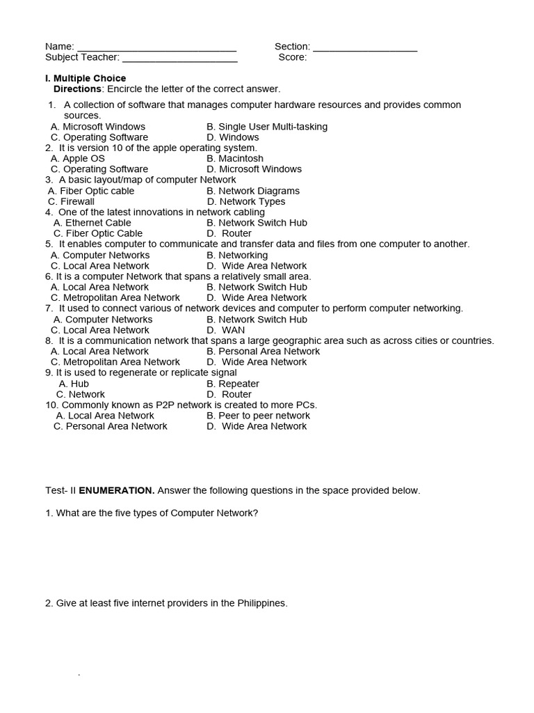 Computer Networking Quiz and Activities | PDF | Technology & Engineering