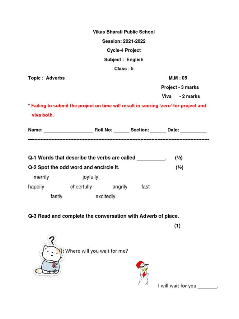 Adverbs Cycle-4 Project | PDF