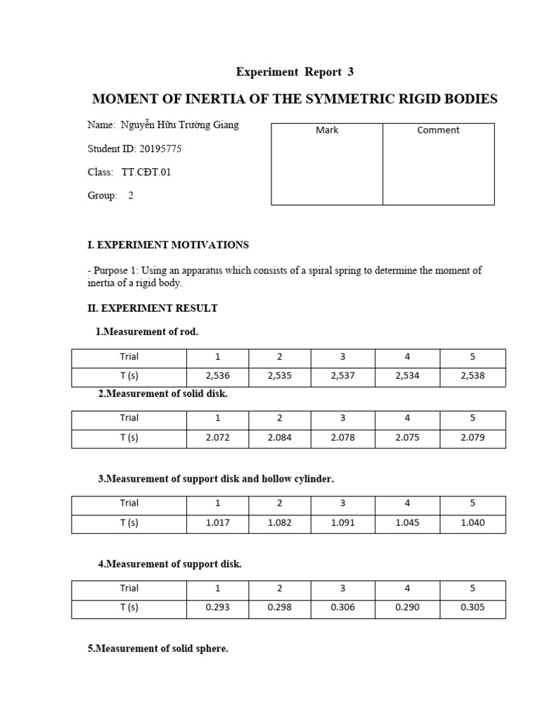 Experiment Report 3 Đã Fix | PDF | Mathematical Physics | Classical ...