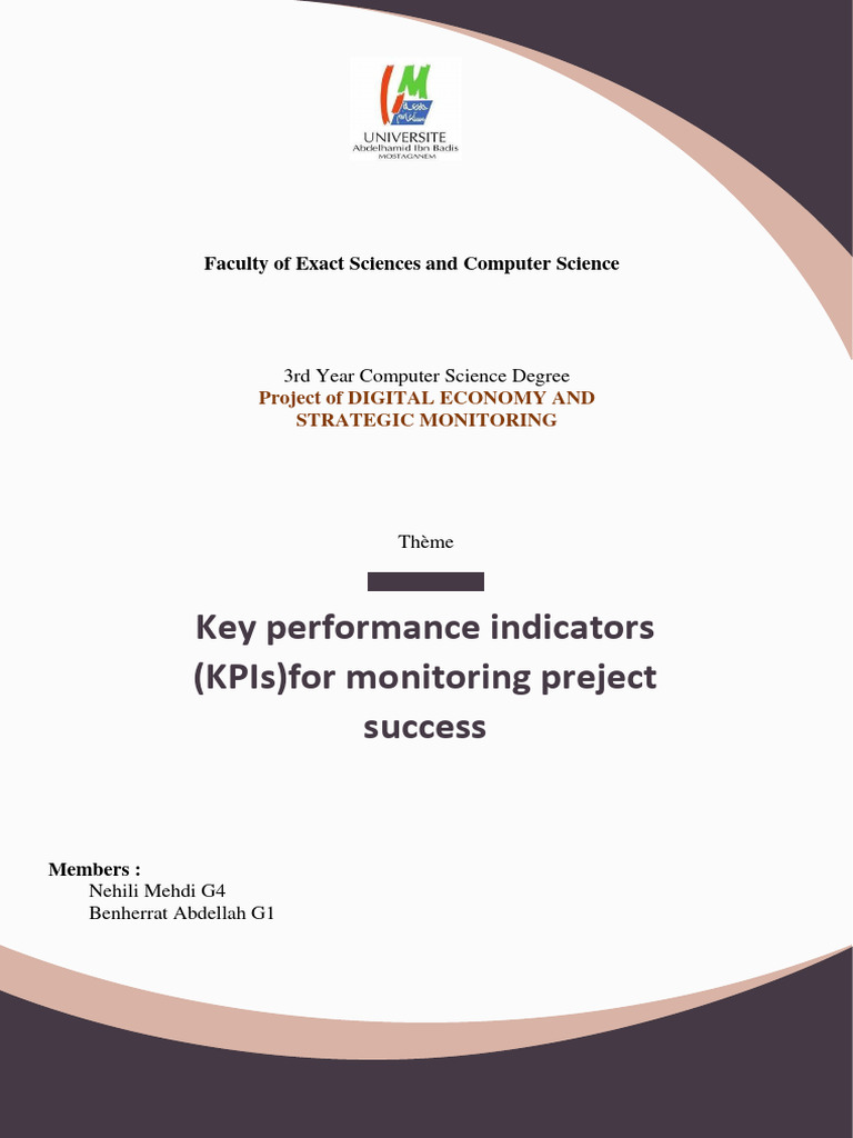 KPIs for Project Success Monitoring | PDF | Performance Indicator | Goal