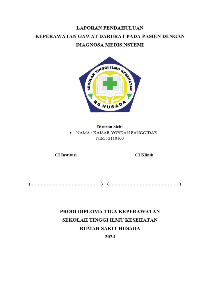 LP Pasien Nstemi Icu RS Tarakan | PDF | Pengembangan Diri | Kesehatan Holistik