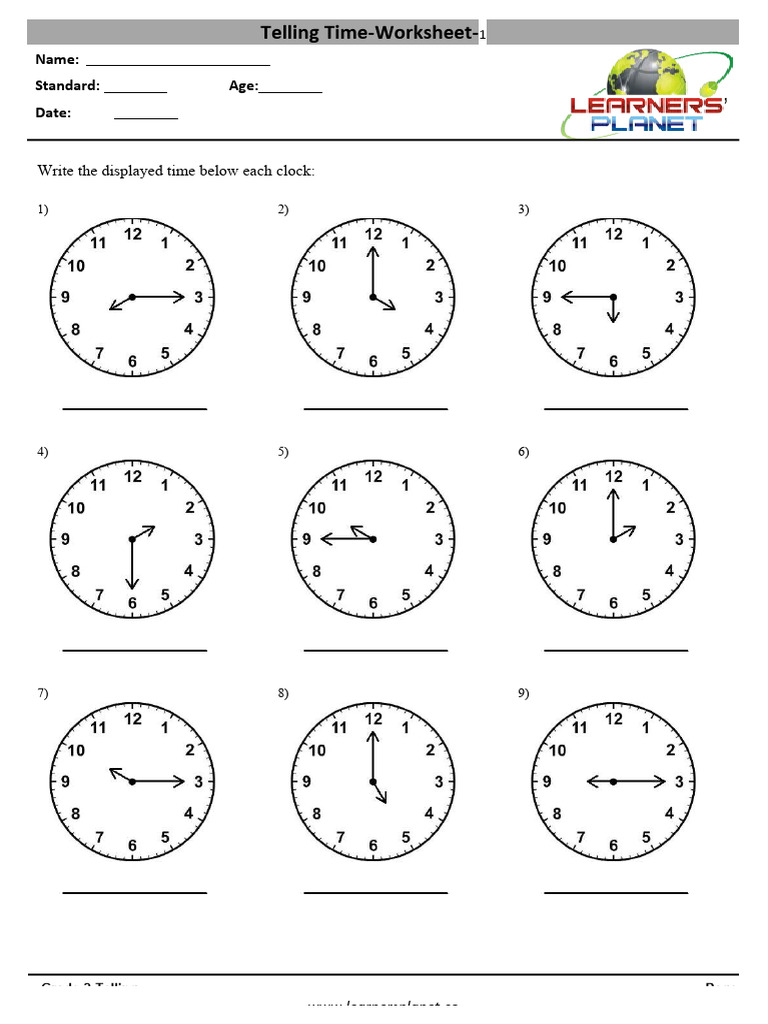 Telling Time Workbook 1 | PDF