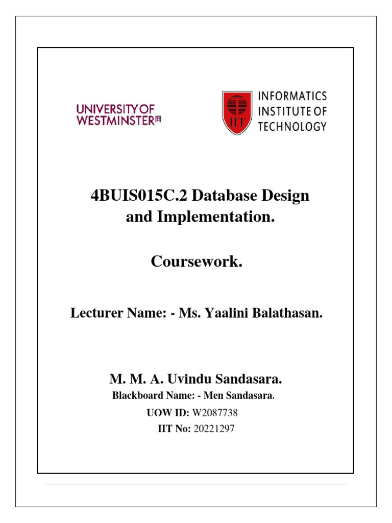Coursework - W2087738 - 20221297 | PDF | Relational Database | Data ...