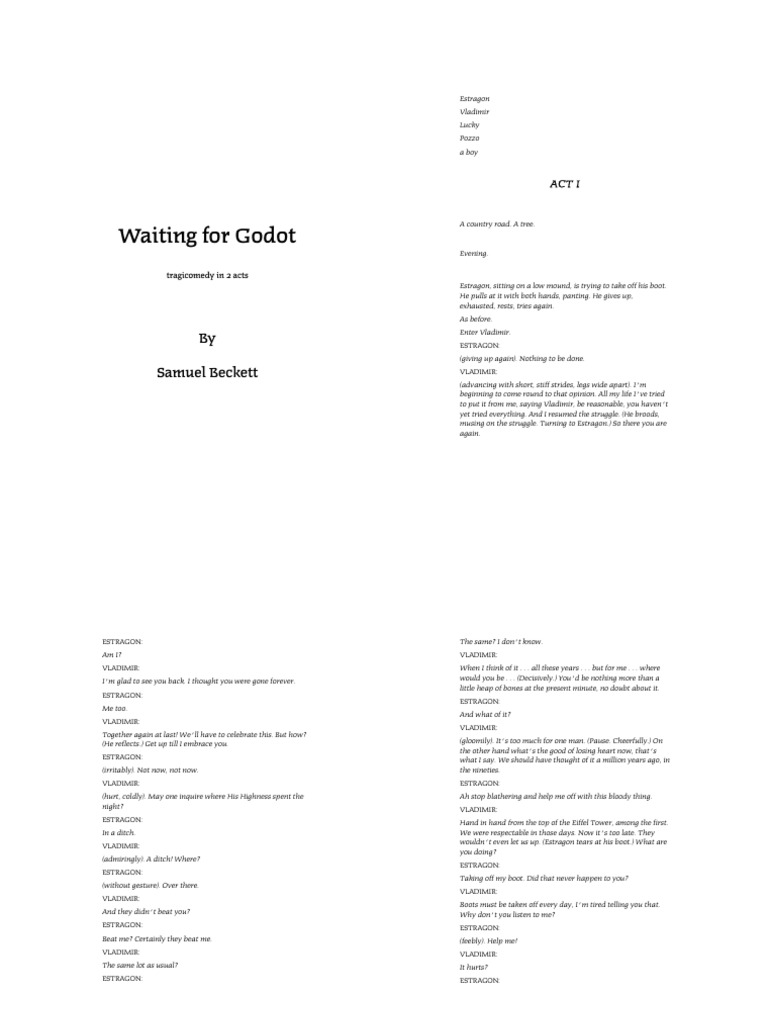 Waiting For Godot | PDF | Theatre Characters | Samuel Beckett