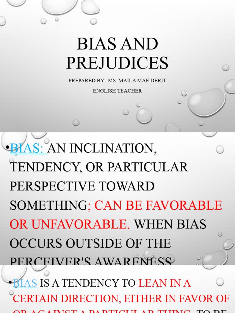 BIAS AND PREJUDICES Grade 9 | PDF