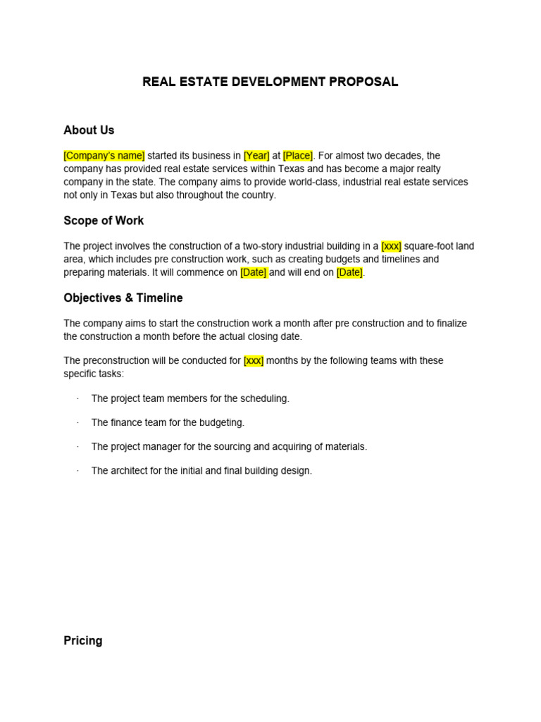 Real Estate Development Proposal | PDF | Taxes | Business