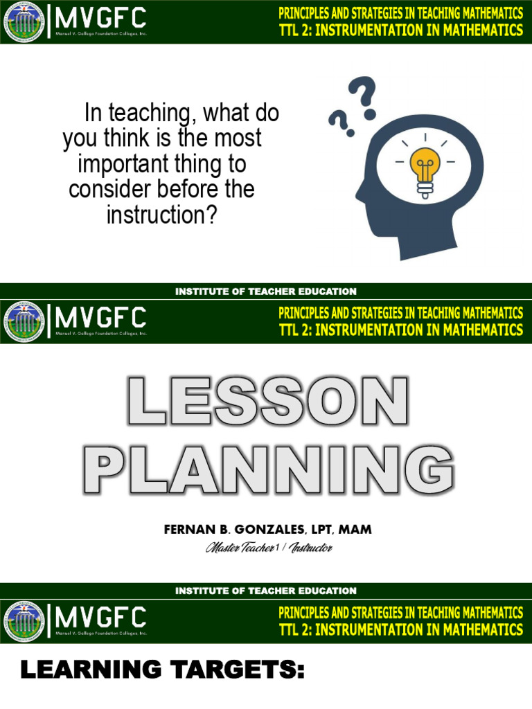TTL 2 AND PRINCIPLES AND STRATEGIES_L1_LESSON PLANNING | PDF ...