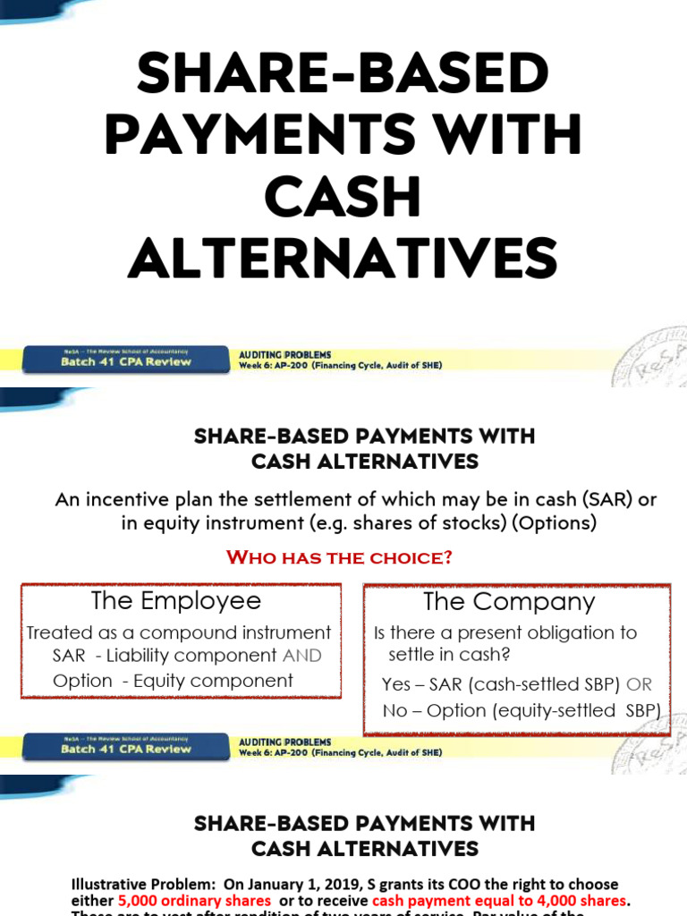 Share-Based Payments: Cash Alternatives | PDF | Option (Finance) | Stocks