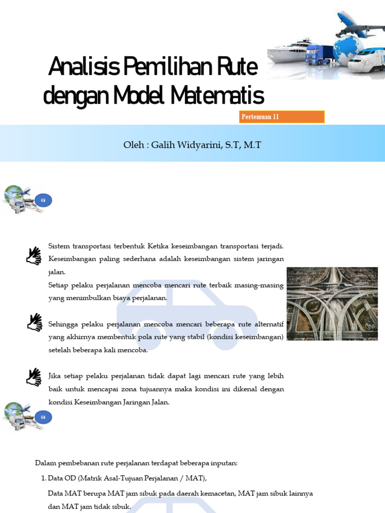 Pertemuan 13 - Model Analisis Pemilihan Rute | PDF