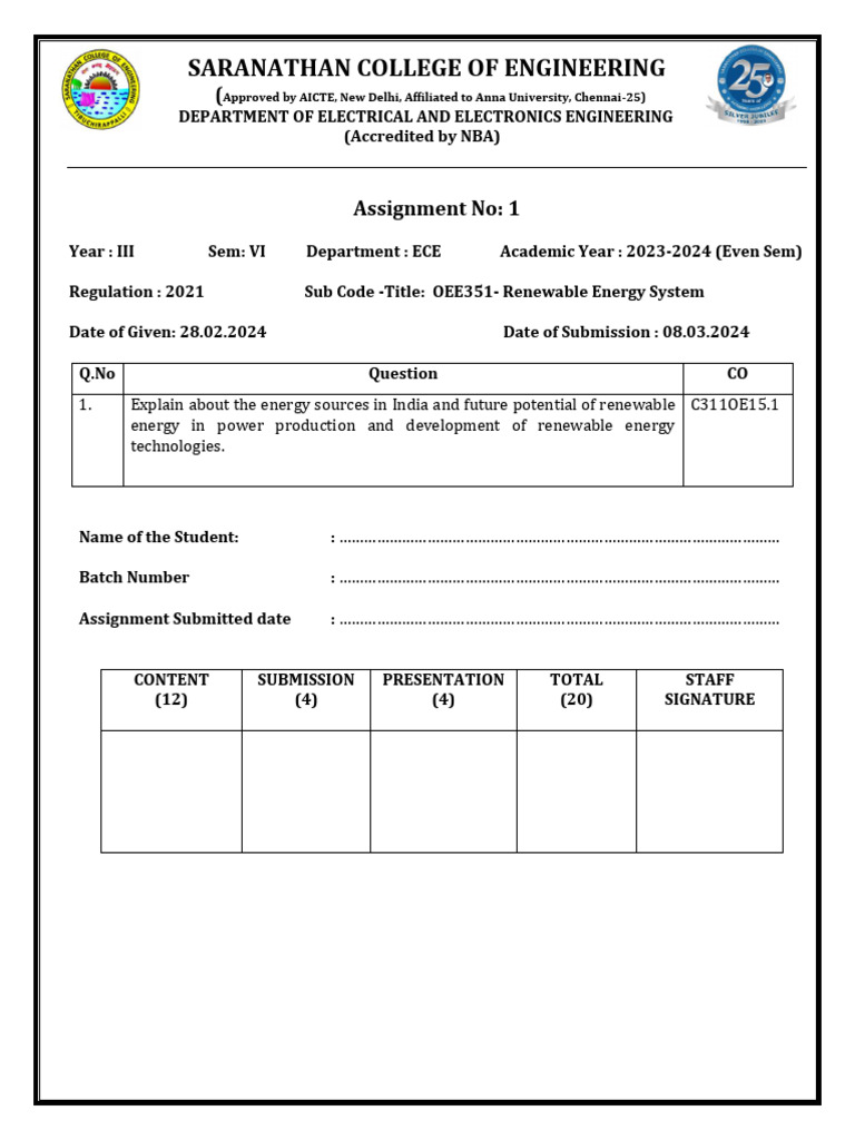 Oee351 Assignment 1 Pdf