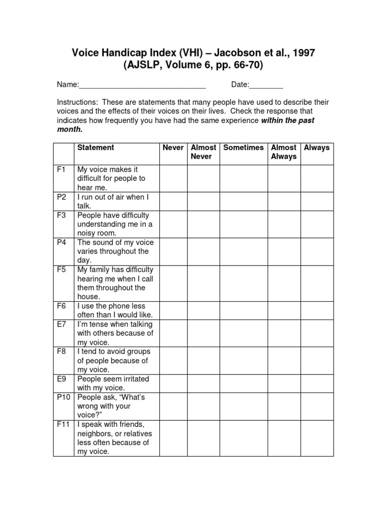 Voice Handicap Index VHI | PDF | Standard Score | Standard Deviation