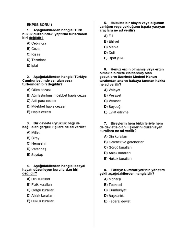 EKPSS Soru 1 | PDF