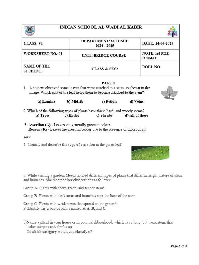 Indian School Al Wadi Al Kabir | PDF | Leaf | Flowers