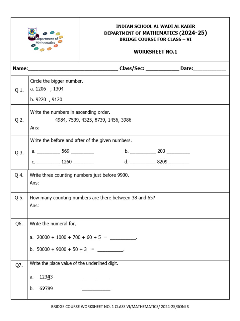 Math Worcksheet | Download Free PDF | Mathematics | Arithmetic