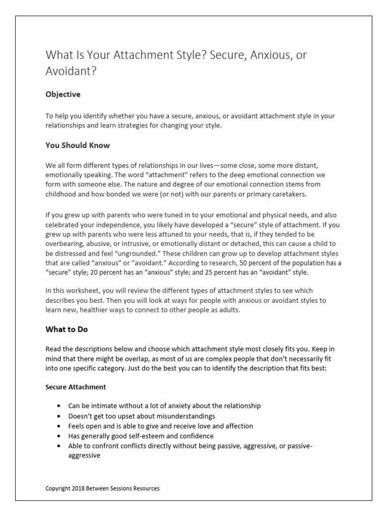 What Is Your Attachment Style | PDF | Attachment Theory | Intimate ...