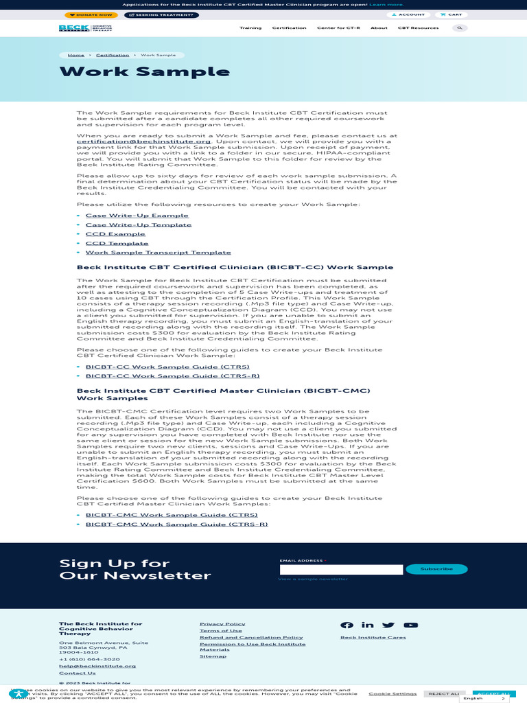 Beck Institute | Work Sample - Beck Institute | PDF | Cognitive ...