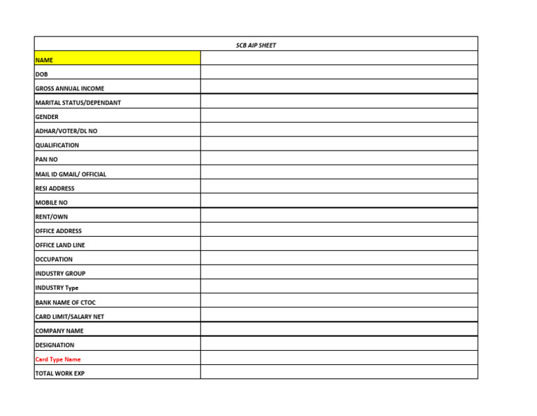 SCB - Details Sheet | PDF