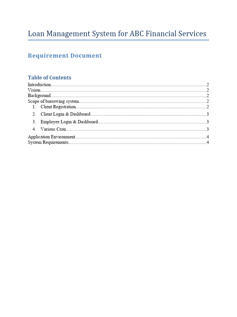 Loan Management System Requirement Document | PDF | Mobile App ...