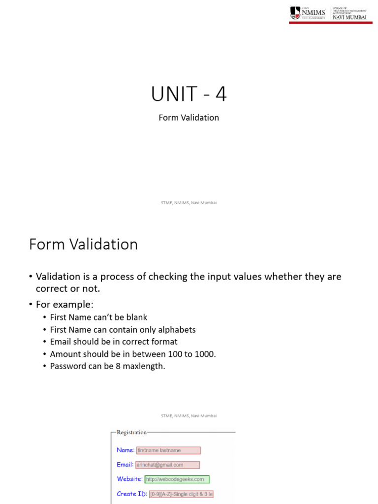 Unit-4 Form Validation | PDF | Regular Expression | String (Computer ... Unit-4 Form Validation | PDF | Regular Expression | String (Computer ...