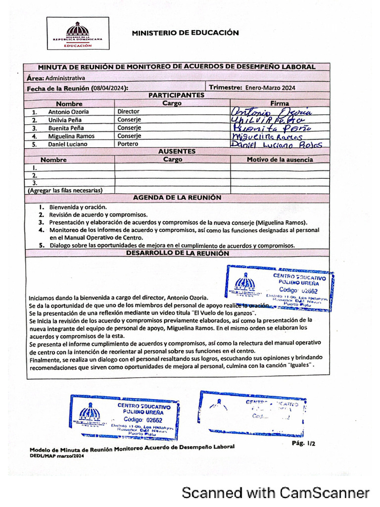 POLIBIO UREÑA. Monitoreo de Acuerdos y C | PDF