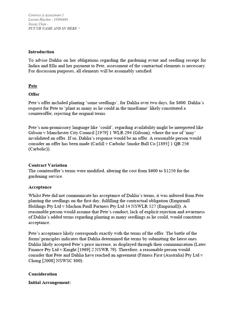 Contractual Obligations Analysis | PDF | Consideration | Offer And ...