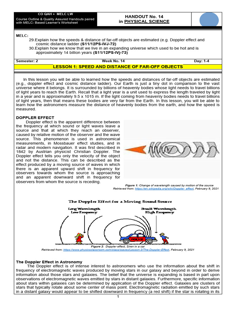 WorksheetHandoutNo.14 NO ANSWER KEY | PDF | Redshift | Doppler Effect
