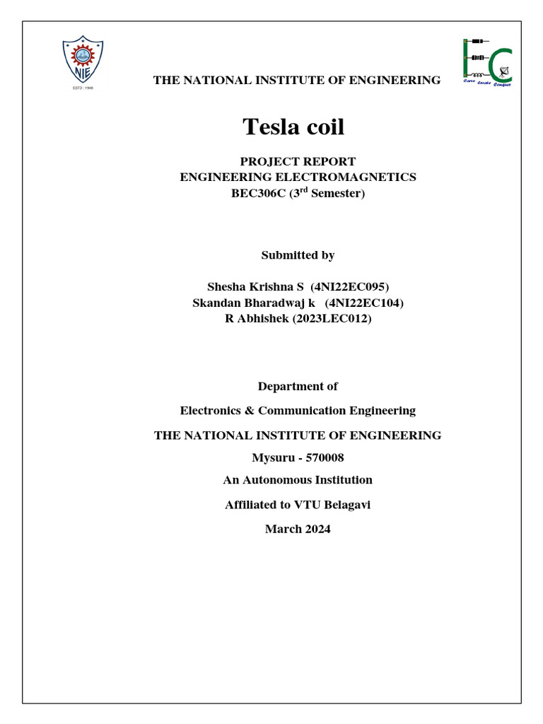 Template For Mini Project Report - Electromagnetics (1) 1 | PDF ...