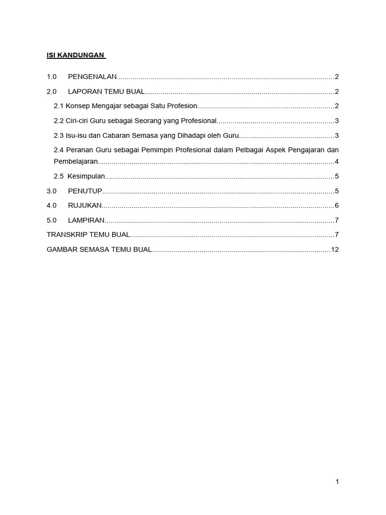 Laporan Temu Bual | PDF