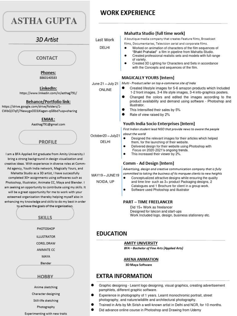 Astha Resume-3 | PDF | Adobe Photoshop