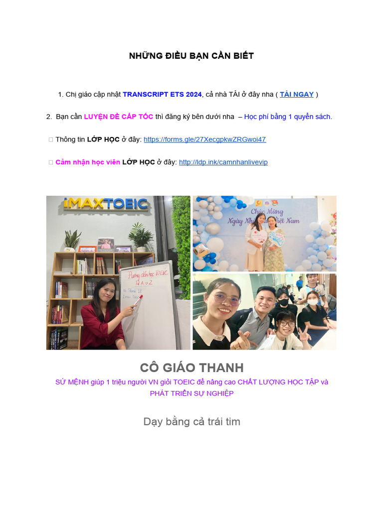 TRANSCRIPT ETS 2024 đang được cập nhật ở đây | PDF