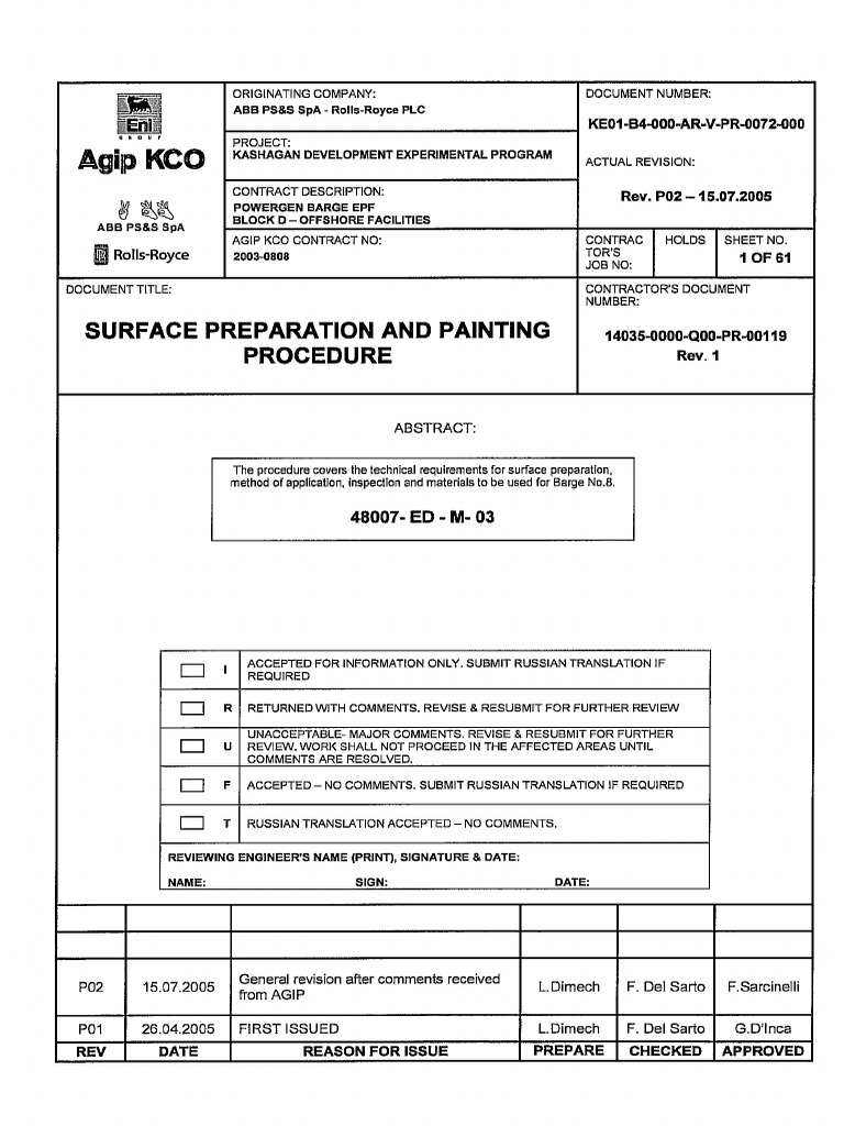 48007-ED-M-03 Surface Preparation & Painting Procedure Rev | PDF