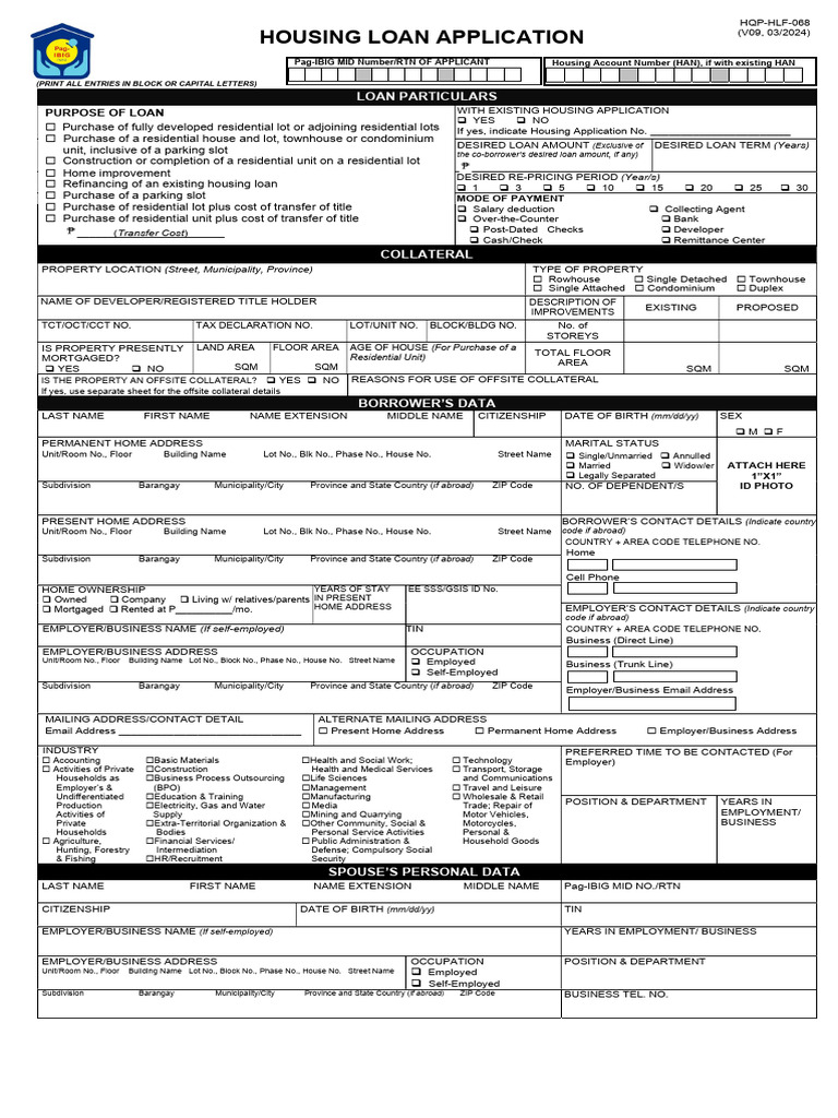 Pag-Ibig Housing Loan Application P1 | PDF | Condominium | Outsourcing