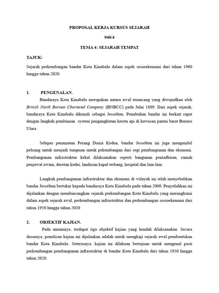 Proposal Kerja Kursus Sejarah | PDF