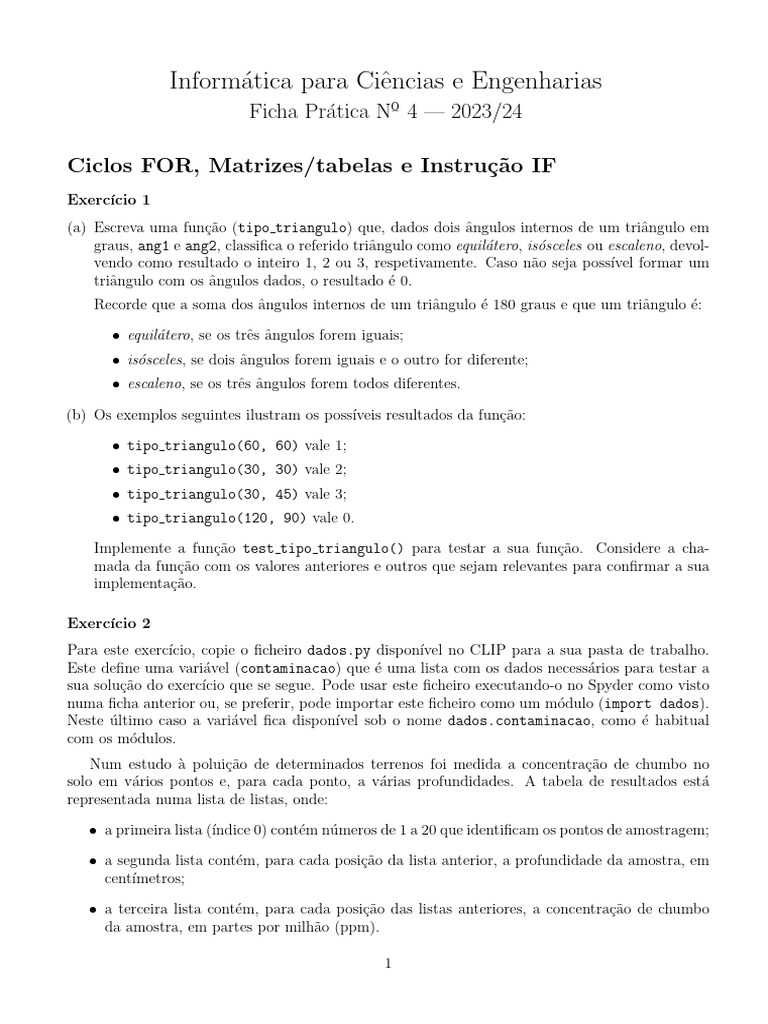 ficha04_2024 | PDF | Triângulo
