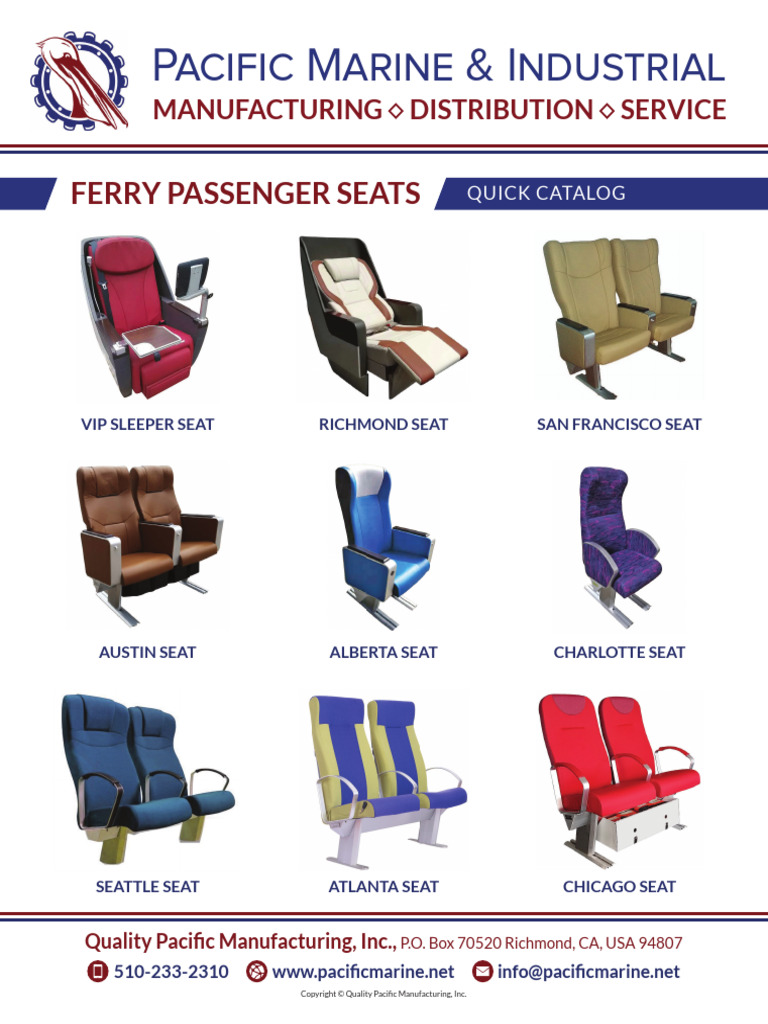 Ferry Passenger Seat Catalog Pacific Marine | PDF | Upholstery | Screw