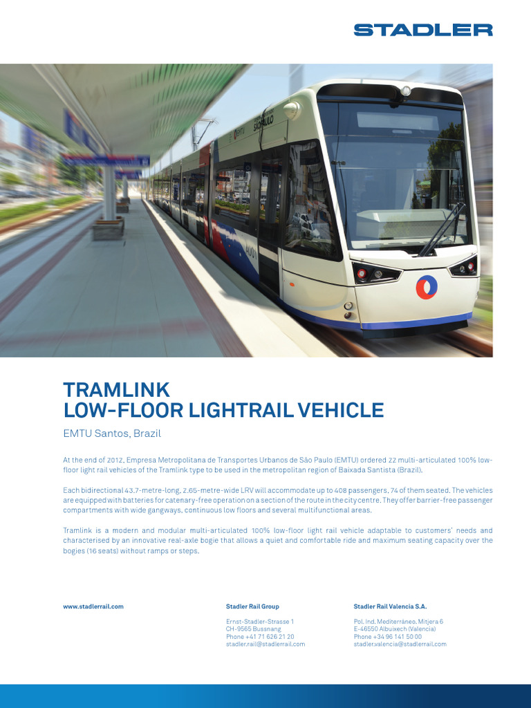 Stadler Rail Tramlink LRV Details | PDF | Rail Transport | Vehicles