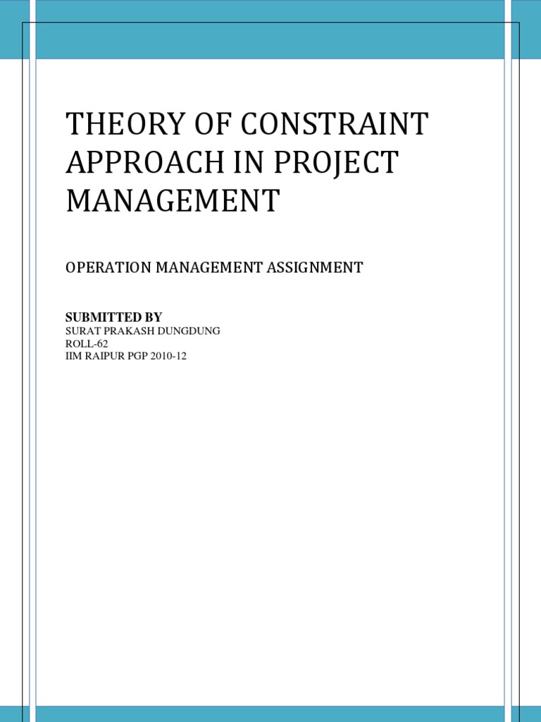 Theory of Constraint Approach in Project Management | PDF | Banks ...