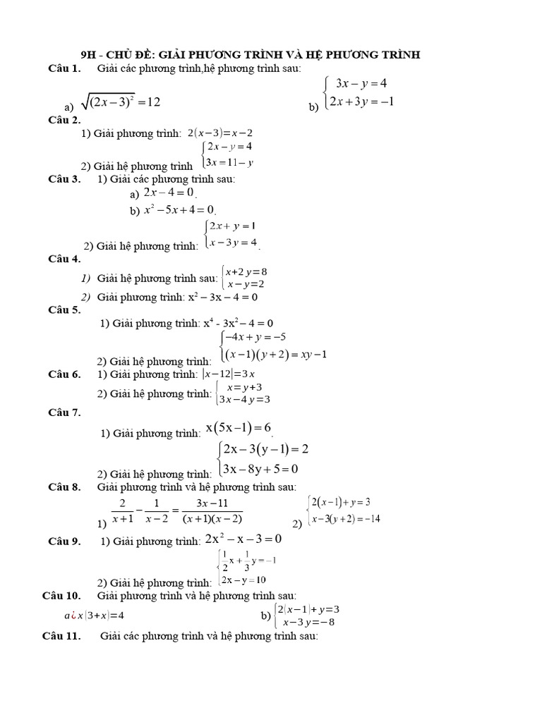 CHỦ ĐỀ - GIAI PT VÀ HPT | PDF